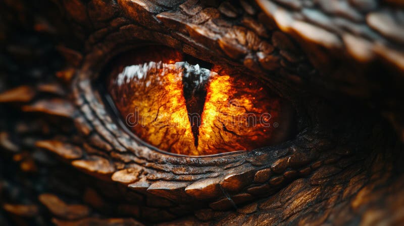 Lizard-Like Dragon Eye Fiery Intensity Close-Up Macro View Stock ...