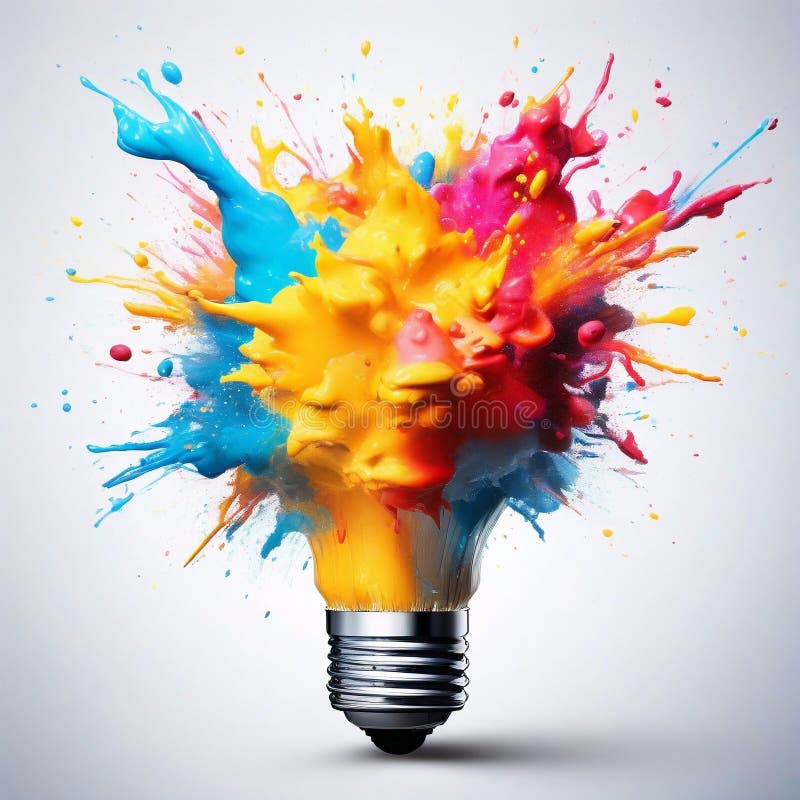 Exploding Light Bulb with Colorful Paint Burst a Creative Concept ...