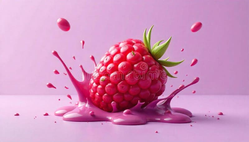 Vibrant Raspberry Splash on Pink Backdrop for Food Concepts Stock Illustration - Illustration of ...