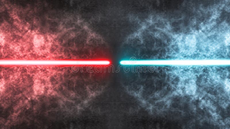 Vivid Intersection of Red and Blue Laser Beams Against a Dark ...