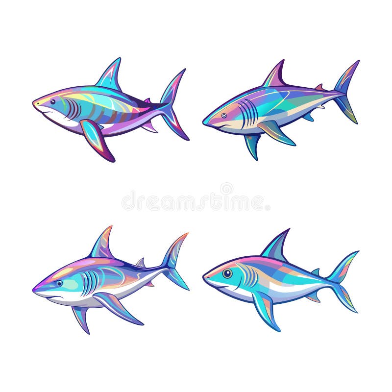 Vivid Iridescent Shark in Dynamic Underwater Art Stock Vector ...