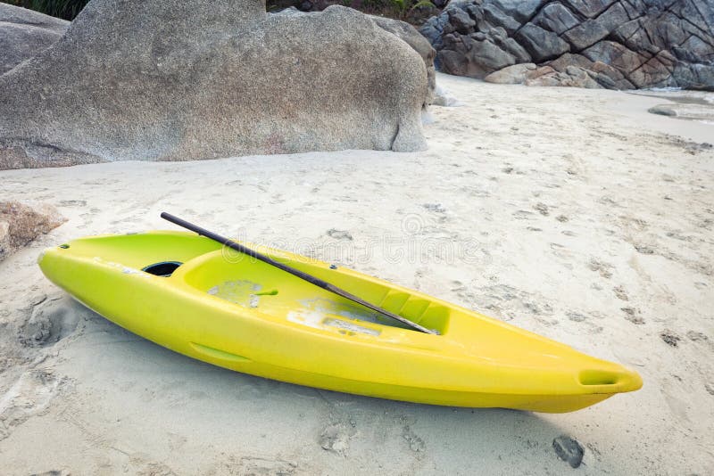Vivid kayak on the sand stock image. Image of coastline - 78256757