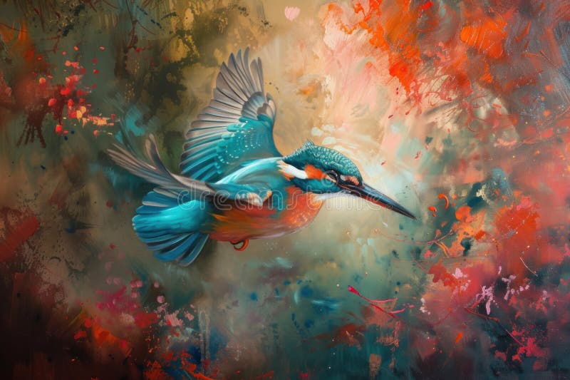 Vivid Kingfisher in Flight - Abstract Art Stock Illustration ...