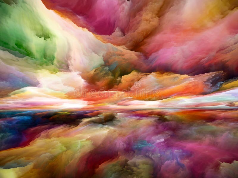 Vivid Land and Sky stock illustration. Illustration of perspective ...