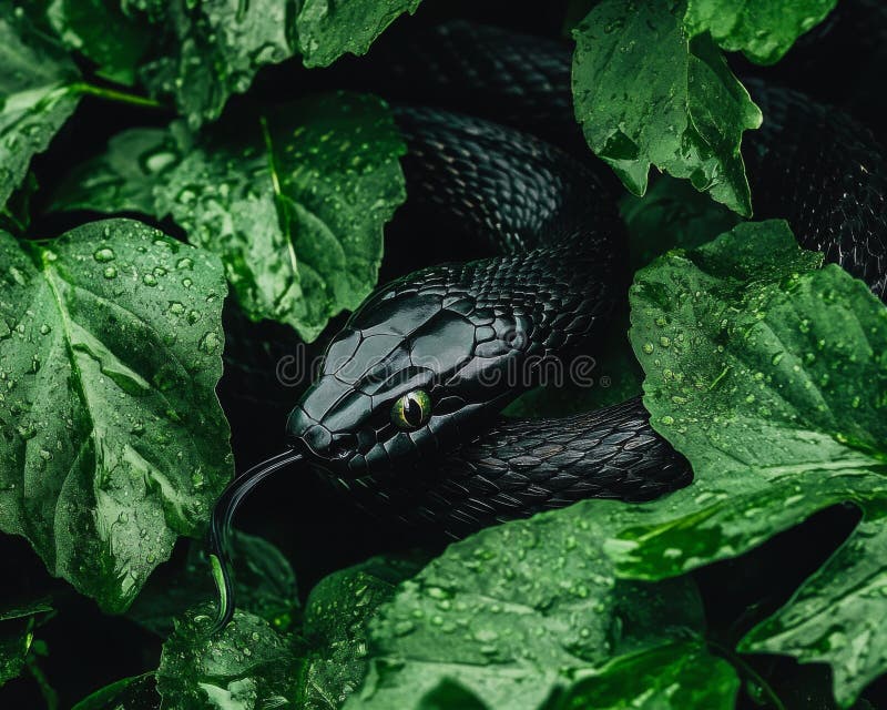 A Vivid, Lifelike High-resolution Photograph of a Black Snake. Stock ...