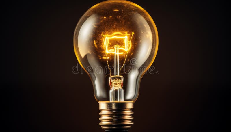 Vivid Light Bulb on Dark Backdrop, Symbolizing Energy Conservation and ...
