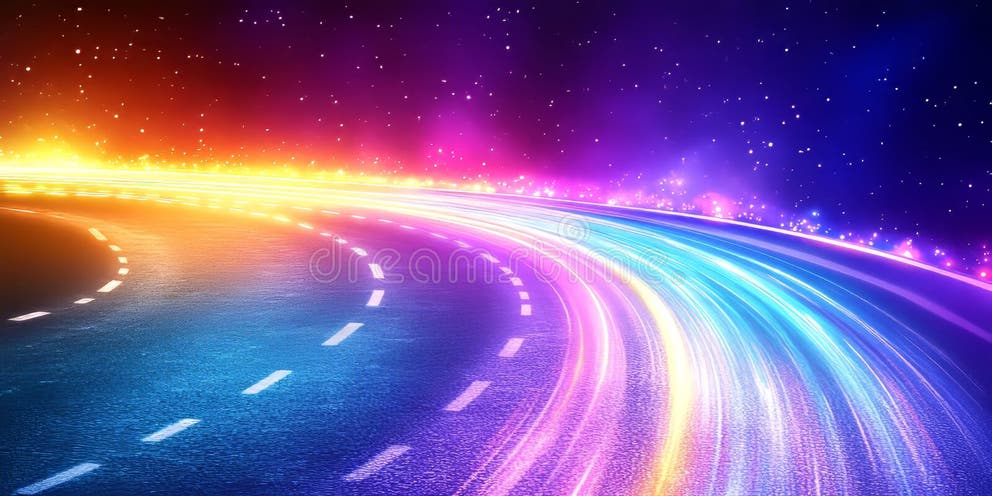 Vivid Light Streaks Curve through Space, Creating a Dynamic Perspective ...