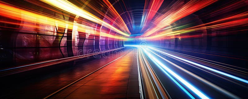 Vivid Light Trails in Subway Stock Illustration - Illustration of ...