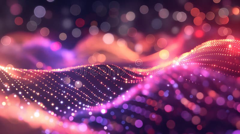 Vivid Liquid Glowing Waves and Shiny Particles Abstract Background ...