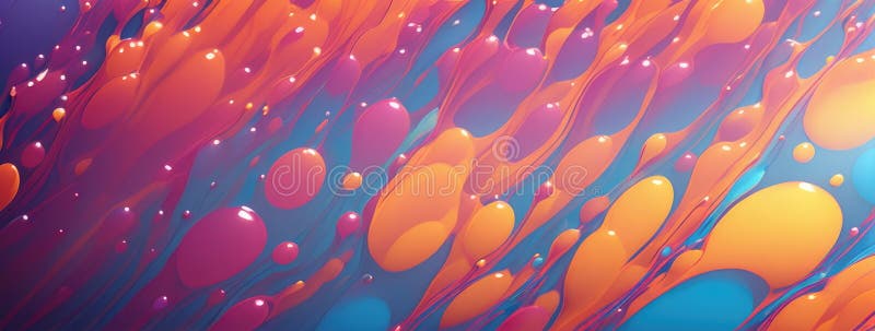 Vivid Liquid Rainbow with Floating Spheres Stock Illustration ...