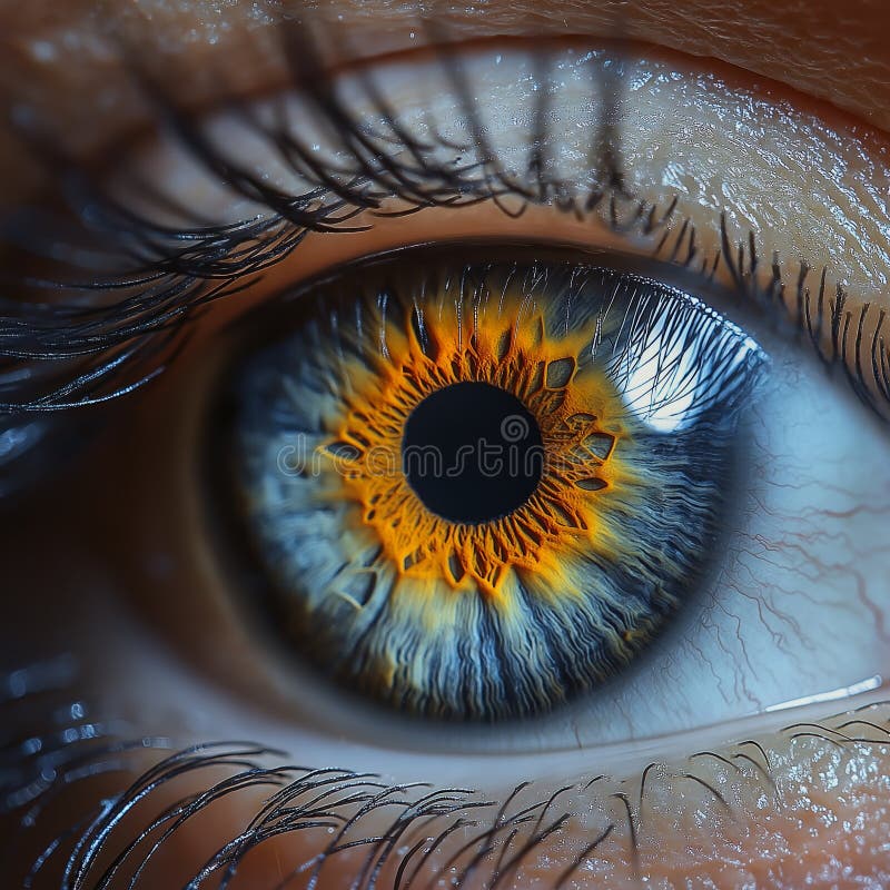 Vivid Macro Close-up of Human Eye with Unique Vibration Pattern in Iris ...