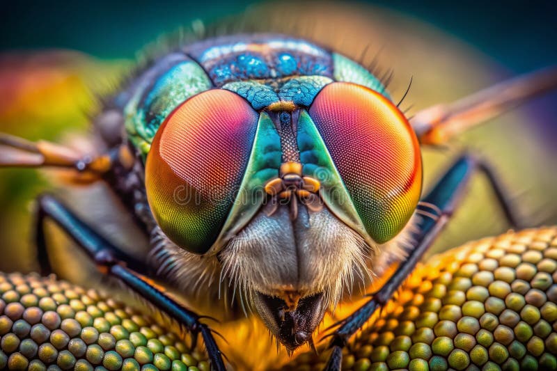 Vivid Macro Shot of a Fly S Fascinating Compound Eye, Showcasing ...