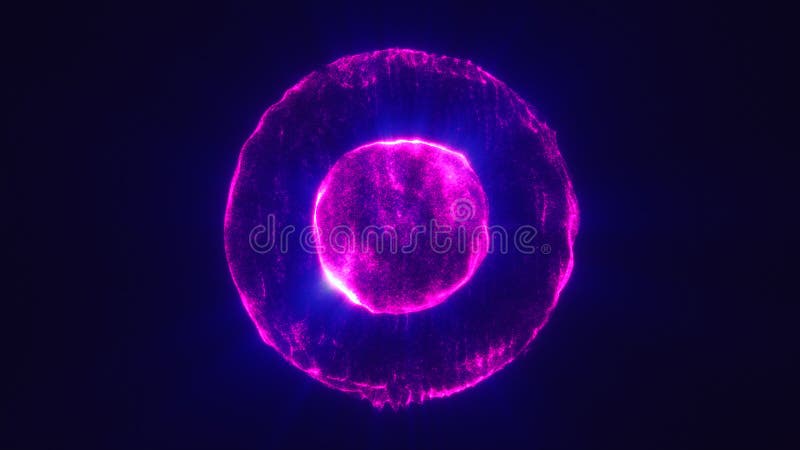 Vivid Magenta Energy Core Surrounded by Radiant Particles in a Glowing Digital Sphere Stock ...