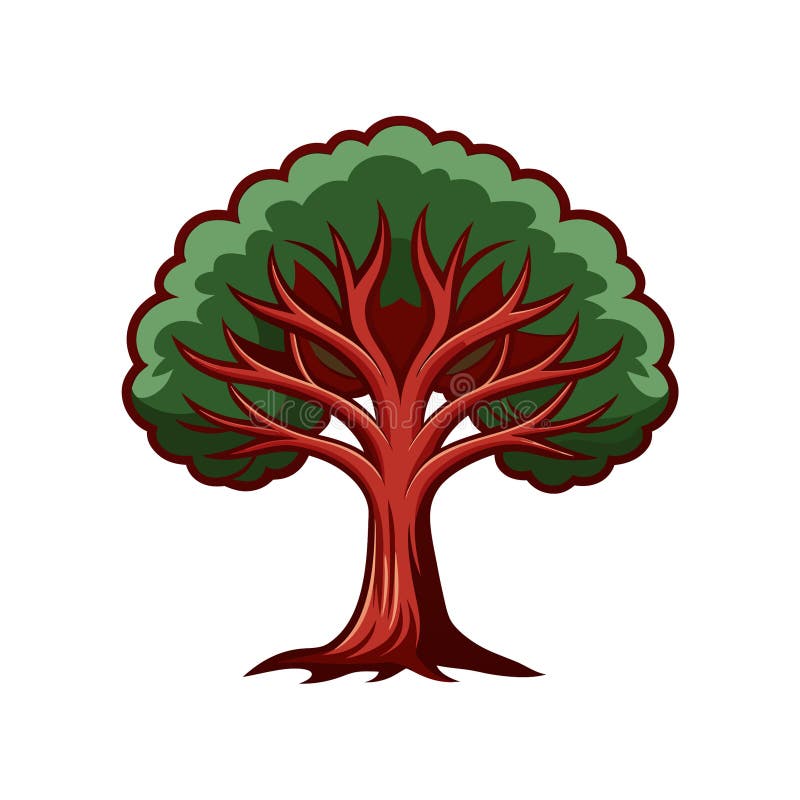 Vivid Mahogany Tree Artwork Stock Illustration - Illustration of tree ...