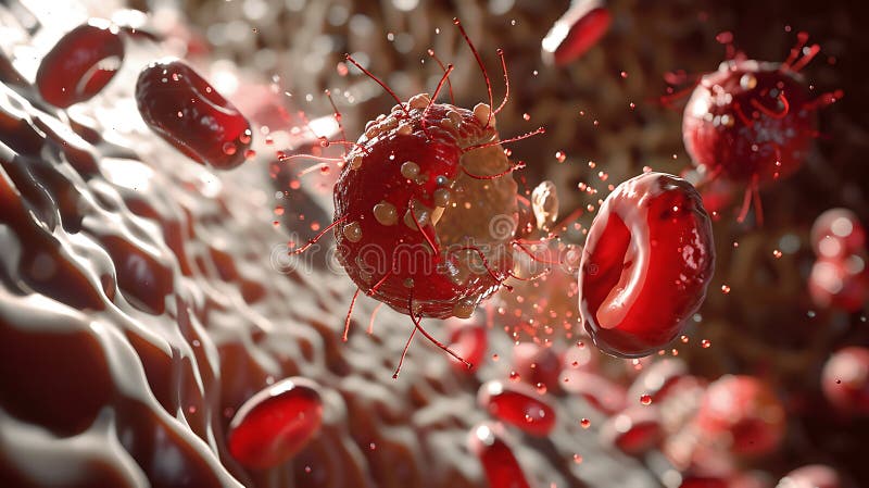 Detailed Illustration of a Microscopic View Showcasing Red Blood Cells ...
