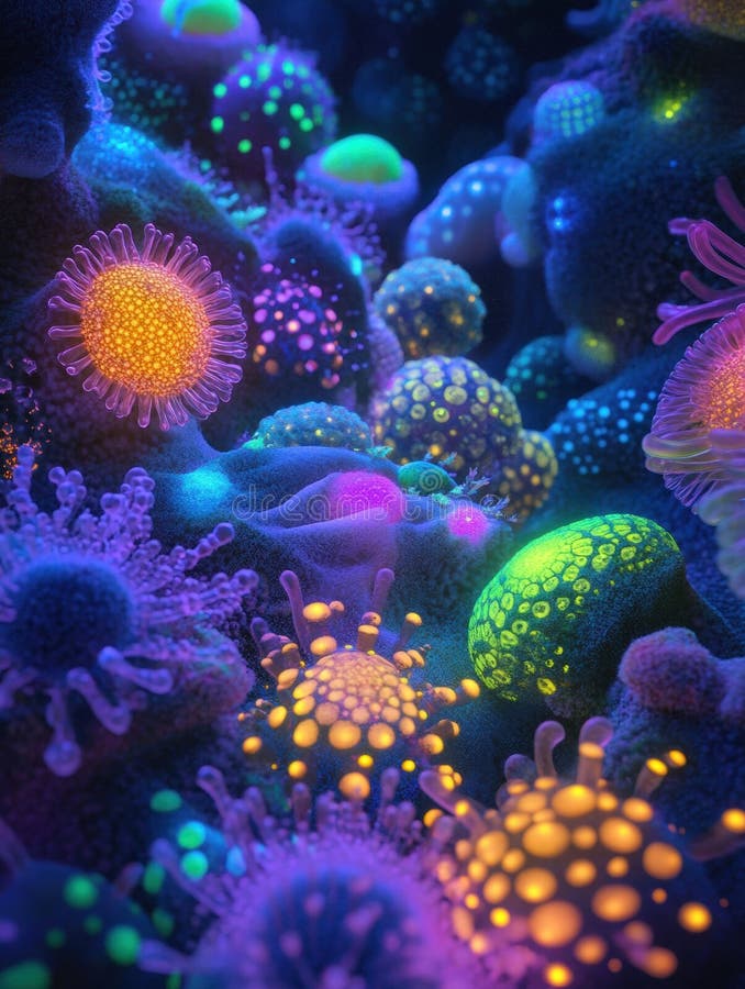 Vibrant Microscopic Landscape Reveals Glowing Viruses with Stunning ...