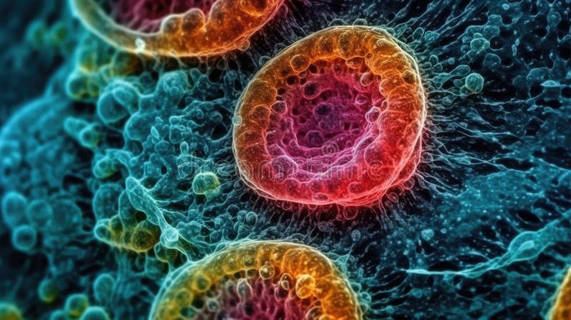 Vivid Microscopic View of Stem Cells for Medical Research. Stock ...