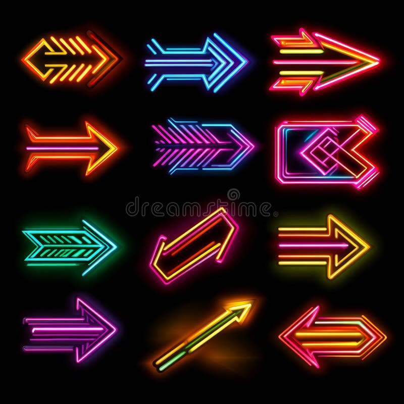 Vivid, Modern Lamps Arranged in Arrow Patterns Stock Photo - Image of ...