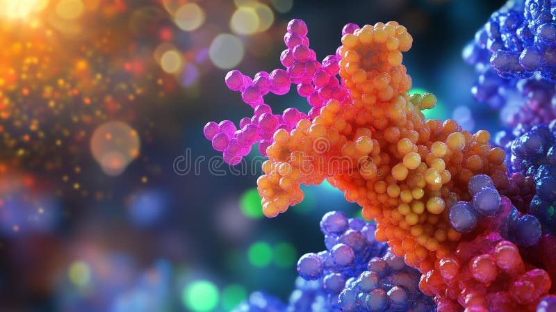 Colorful Molecular Structures Illuminated by Light, Showcasing ...