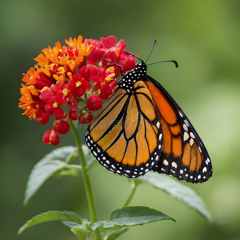 A Vivid Monarch Butterfly Resting on a Bright Stock Illustration ...