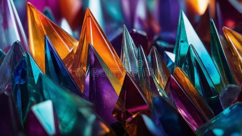 Vivid Multicolored Crystal Formations with Sharp Edges and Intricate ...