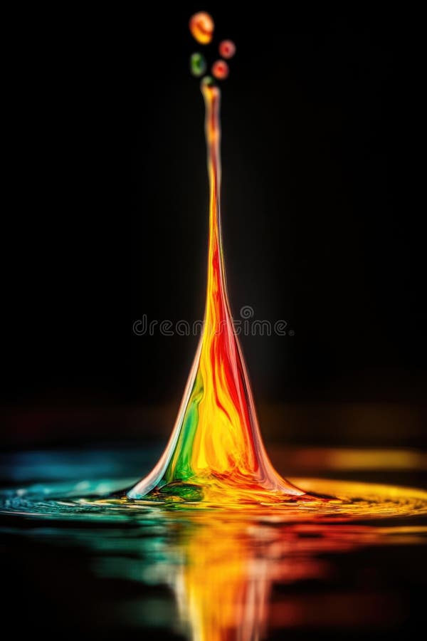 Vivid Multicolored Liquid Splash Against Black Background Stock Photo ...