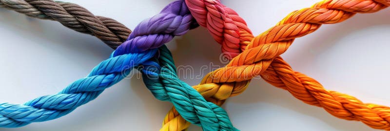 Vivid Multicolored Ropes Braided Symbolizing Unity, Diversity, and ...