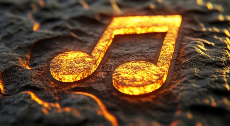 A Vivid Music Note Casts Its Glow on a Dark, Textured Surface, Creating ...