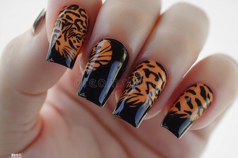 Expressive Tiger-Inspired Nail Art Showcasing Bold Animalistic Prints ...