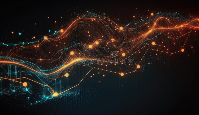 Vivid Neon Abstract Concept of AI Technology, Motion of Digital Data ...