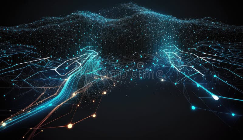 Vivid Neon Abstract Concept of AI Technology, Motion of Digital Data ...