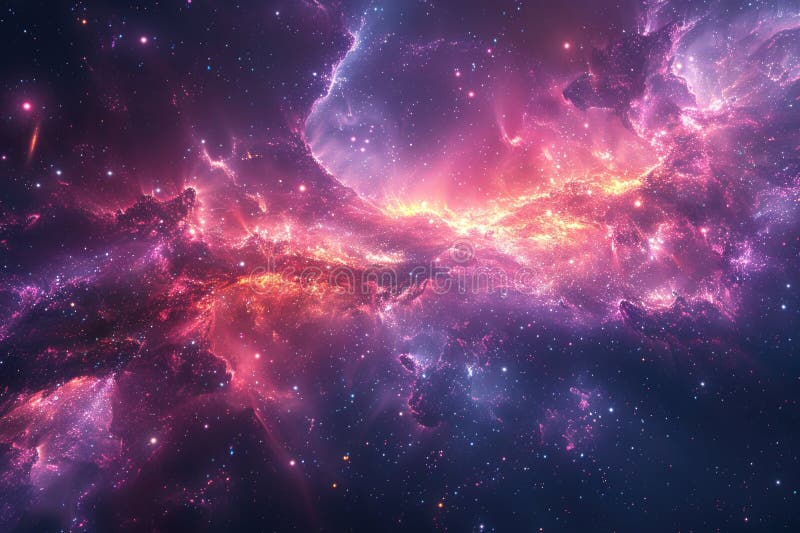 Vivid Neon Galaxies and Glowing Cosmos: Expansive Sci-Fi Visuali Stock ...