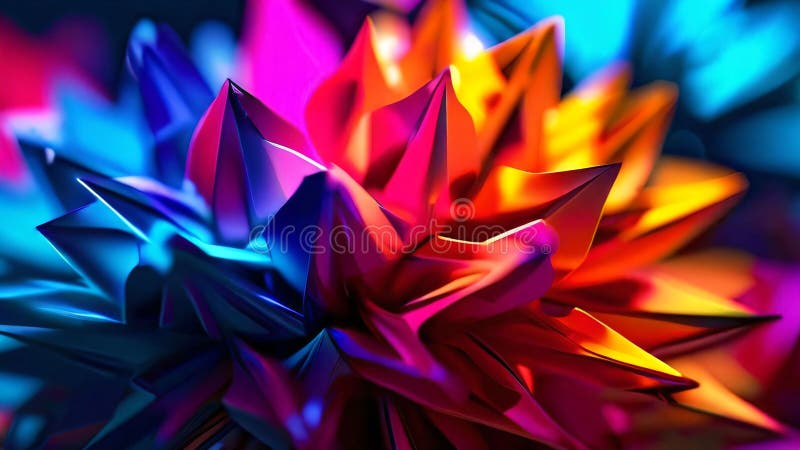 Vivid Neon Geometry: Abstract Light Play Stock Illustration ...