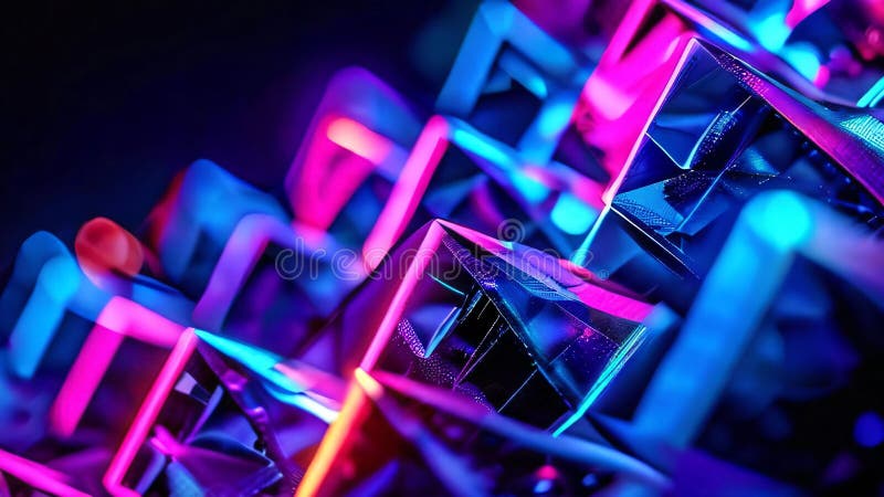 Vivid Neon Geometry: Abstract Light Play Stock Illustration ...