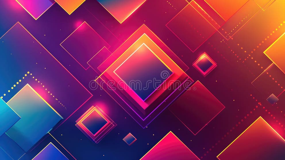 Vivid Neon Gradient Background with Abstract Squares, Dynamic Poster ...