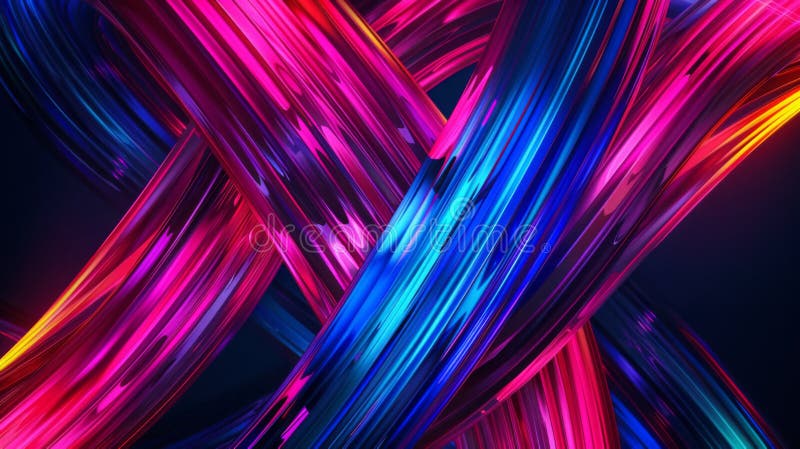 Vivid Neon Light Streaks Intersection at Night Stock Image - Image of ...