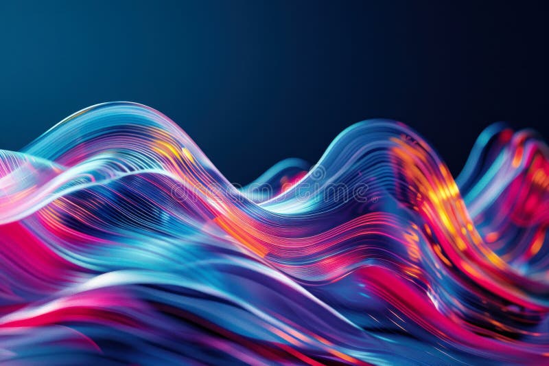 Vivid Neon Light Waves on Dark Background. Stock Image - Image of ...