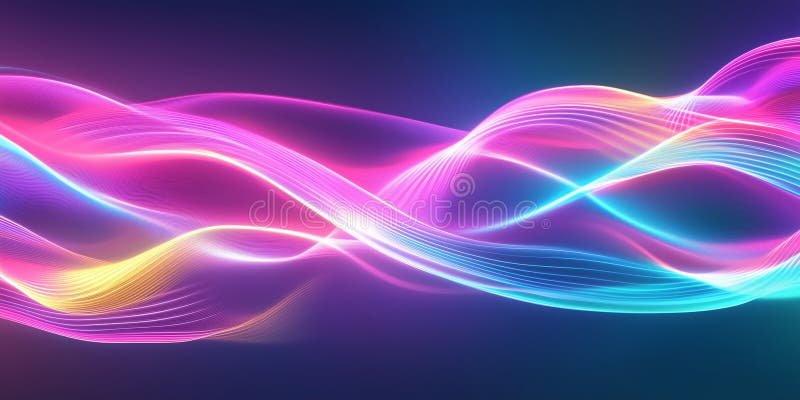 Vivid Neon Light Waves in Motion: Dynamic Abstract Patterns and ...