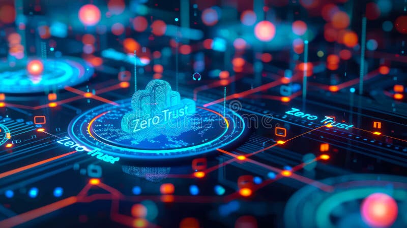 Vivid Neon Zero Trust Cybersecurity Concept on a Digital Interface ...