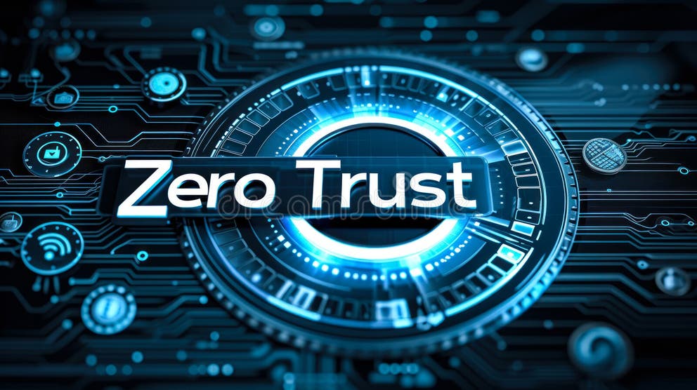 Vivid Neon Zero Trust Cybersecurity Concept on a Digital Interface ...