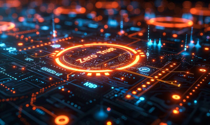 Vivid Neon Zero Trust Cybersecurity Concept on a Digital Interface ...