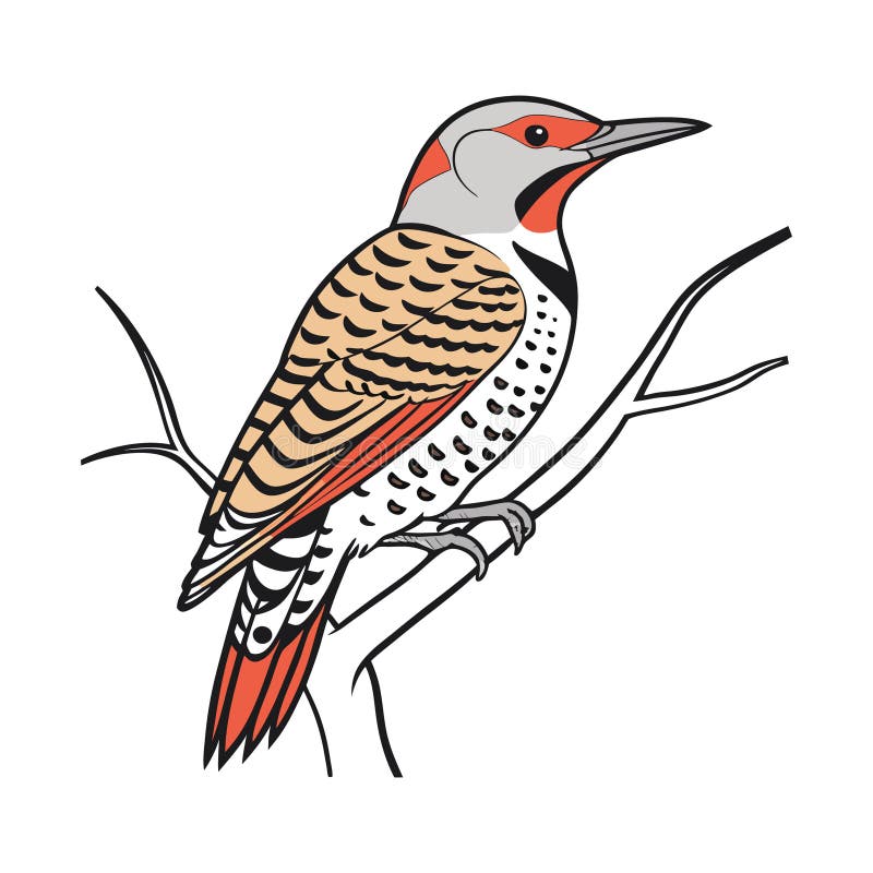 Vivid Northern Flicker Bird Design Stock Photo - Illustration of ...