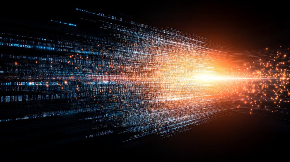 Vivid Orange and Blue Binary Code Background, a Futuristic Digital ...