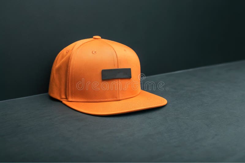 Vivid Orange Snapback Hat Mockup on Solid Background Stock Illustration ...