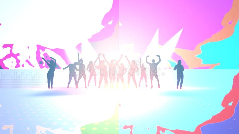 Vivid Party Scene with Dancing Silhouettes and Colorful Lighting ...
