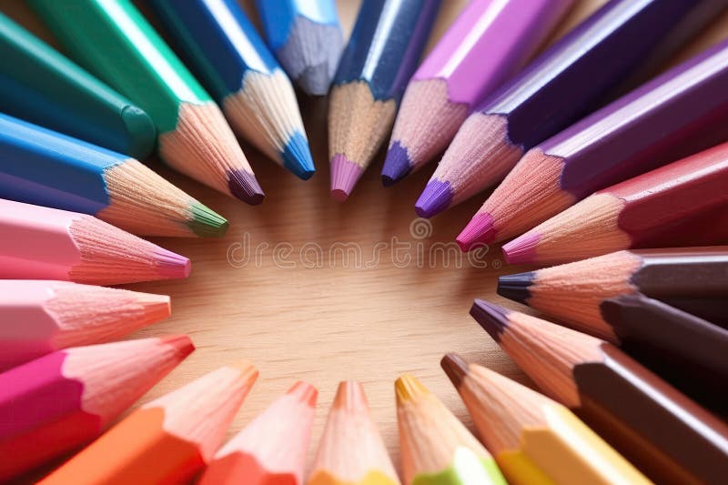 Vivid Pastel Crayons Arranged in Circular Color Wheel. Generative AI ...