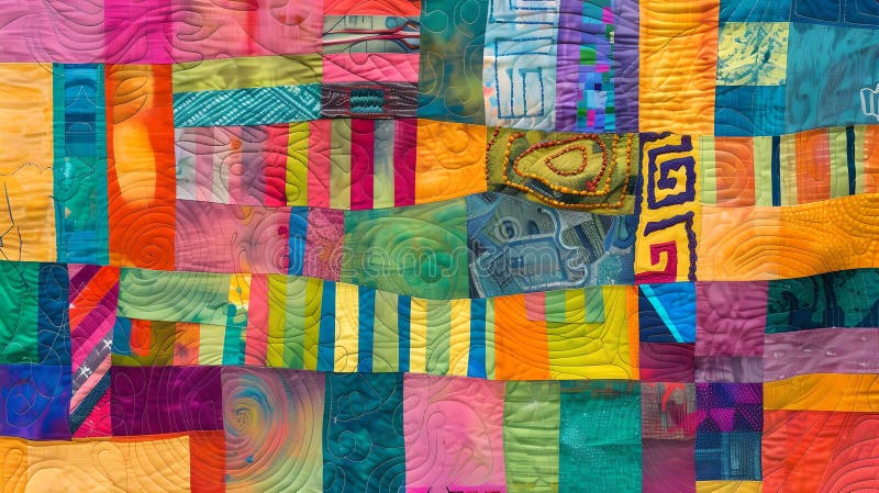 Colorful Patchwork Quilt Texture, Handmade Fabric Pieces, Artistic ...
