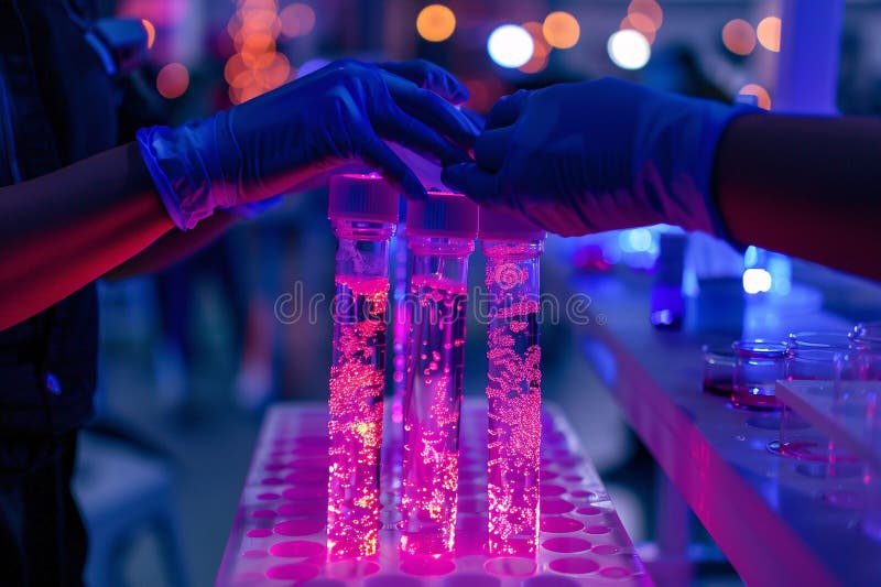 Vivid Pink Lab Research in Progress Stock Image - Image of development ...