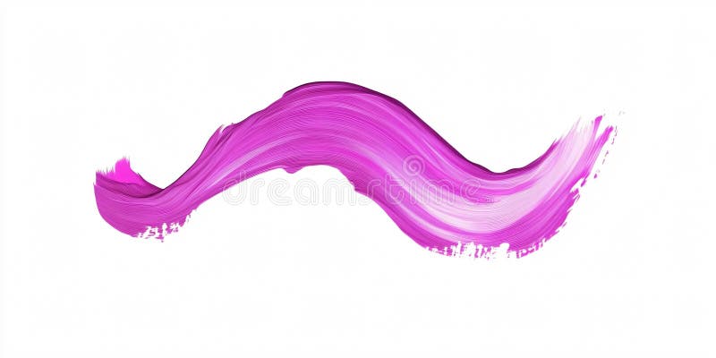 Vivid Pink Paint Brush Stroke Forming a Dynamic Wave Shape Against a ...
