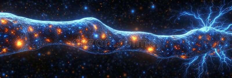 Vivid Plasma Energy Flow with Glowing Nodes, 3D Rendered Visualization ...